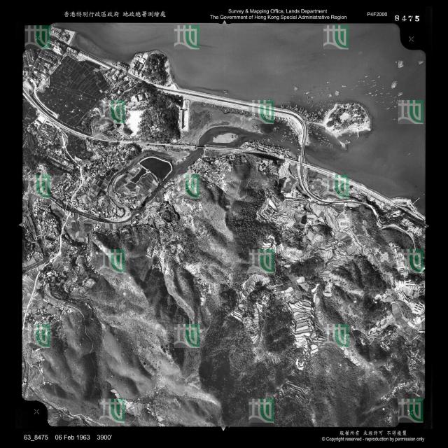 Aerial photo of Tai Po, 1963, shows the area that would later have Wang Fuk Court built on it ...
