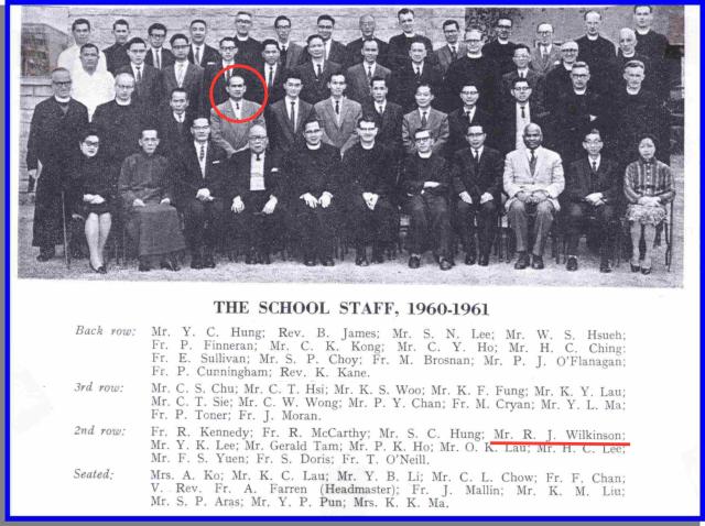1960-1961 Wah Yan College staff incl. R J Wilkinson | Gwulo